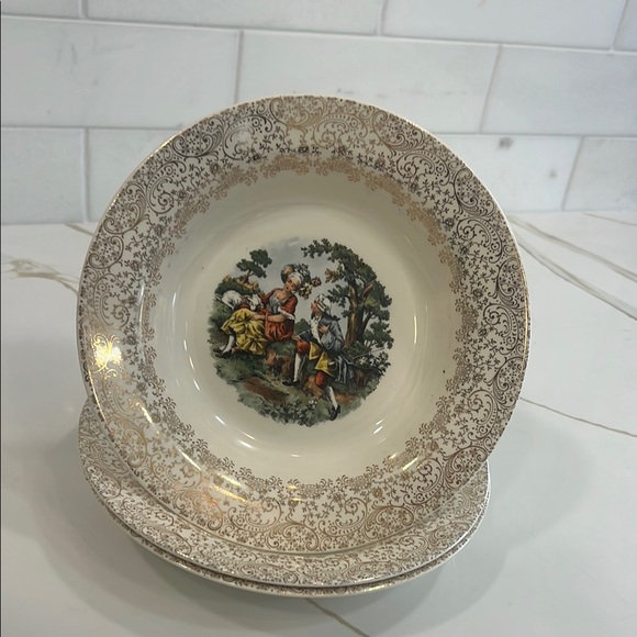 Dining | Elegant Gold And Cream Dinnerware With Intricate Design | Poshmark